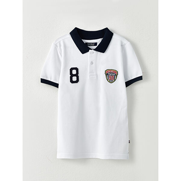 Polo Yaka Nakış Detaylı Kısa Kollu Erkek Çocuk Tişört