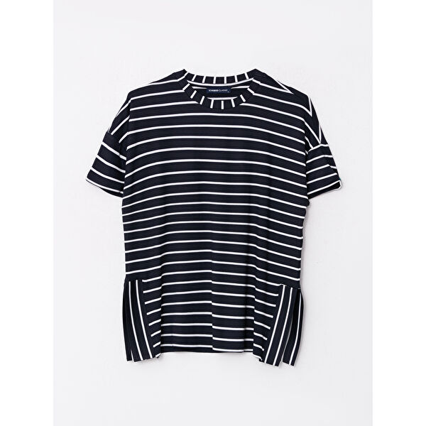 LCW CLASSIC Bisiklet Yaka Çizgili Kısa Kollu Kadın Tişört LCW CLASSIC Bisiklet Yaka Çizgili Kısa Kollu Kadın Tişört