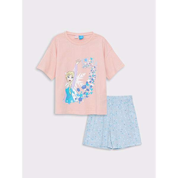 Bisiklet Yaka Elsa Baskılı Kısa Kollu Kız Çocuk Şortlu Pijama Takımı Bisiklet Yaka Elsa Baskılı Kısa Kollu Kız Çocuk Şortlu Pijama Takımı