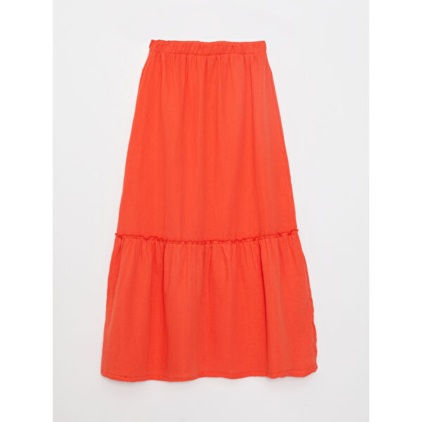 Beli Lastikli Düz Poplin Kadın Volanlı Etek Beli Lastikli Düz Poplin Kadın Volanlı Etek