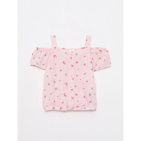 Kayık Yaka Kısa Kollu Baskılı Kız Bebek Bluz