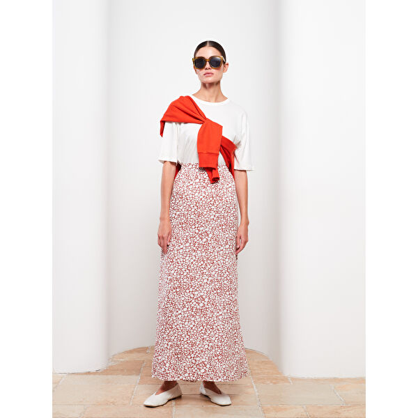 Beli Lastikli Desenli Viskon Kadın Kloş Etek Beli Lastikli Desenli Viskon Kadın Kloş Etek