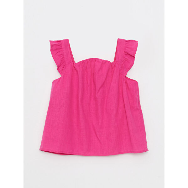 Kare Yaka Askılı Basic Pamuklu Kız Bebek Bluz