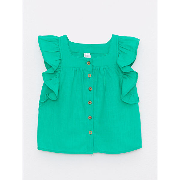 Kare Yaka Basic Pamuklu Kız Bebek Bluz