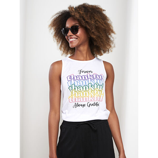 LCW CASUAL Bisiklet Yaka Baskılı Kadın Atlet