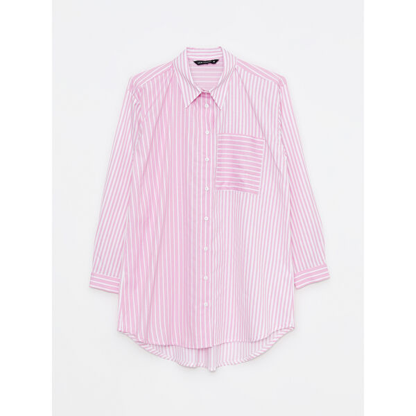 MODEST Gömlek Yaka Çizgili Uzun Kollu Oversize Kadın Tunik