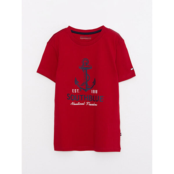 SOUTHBLUE Bisiklet Yaka Baskılı Kısa Kollu Pamuklu Erkek Çocuk Tişört