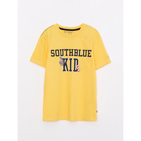 SOUTHBLUE Bisiklet Yaka Baskılı Kısa Kollu Pamuklu Erkek Çocuk Tişört