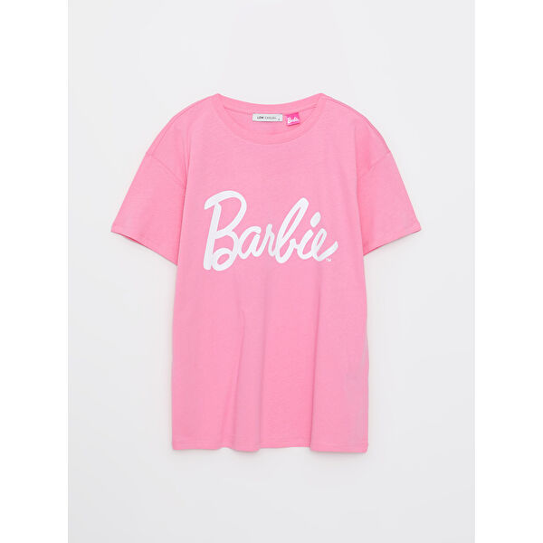 LCW CASUAL Bisiklet Yaka Barbie Baskılı Kısa Kollu Pamuklu Kadın Tişört