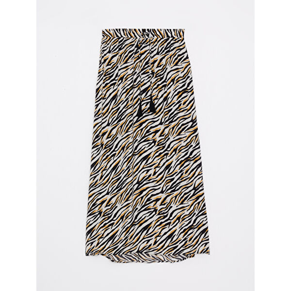 LCW GRACE Beli Lastikli Desenli A Kesim Viskon Kadın Etek