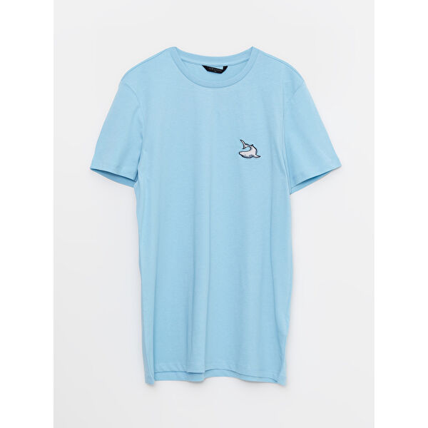 Bisiklet Yaka Kısa Kollu Nakışlı Penye Erkek Tişört