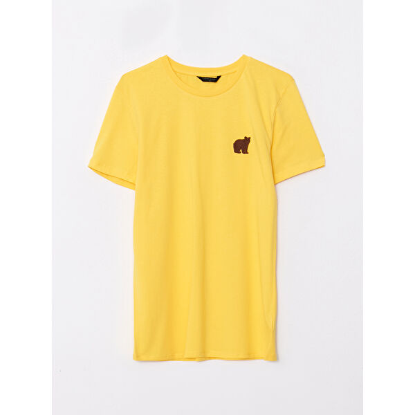 LCW CASUAL Bisiklet Yaka Kısa Kollu Nakışlı Penye Erkek Tişört