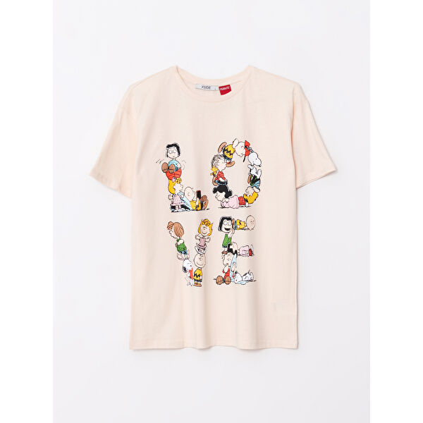 XSIDE Bisiklet Yaka Peanuts Baskılı Kısa Kollu Pamuklu Kadın Tişört XSIDE Bisiklet Yaka Peanuts Baskılı Kısa Kollu Pamuklu Kadın Tişört