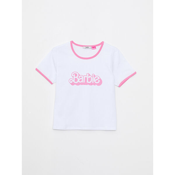 XSIDE Bisiklet Yaka Barbie Baskılı Kısa Kollu Pamuklu Kadın Tişört