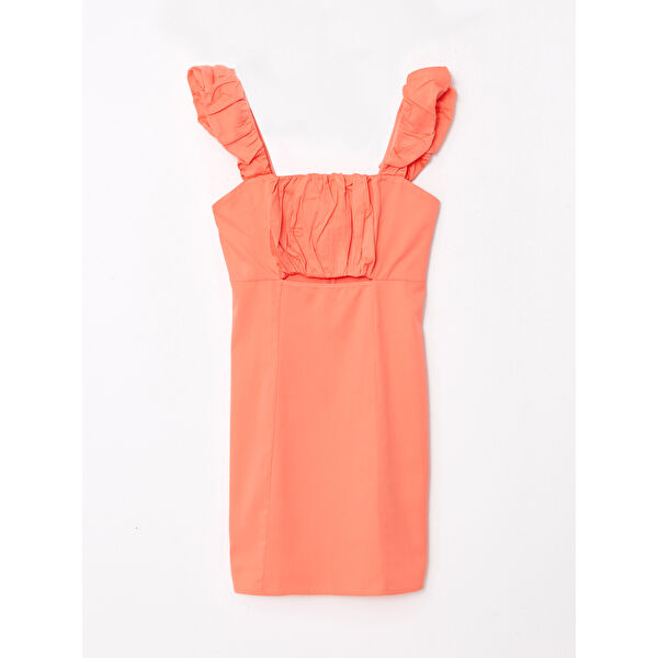 Kare Yaka Düz Kolsuz Pamuklu Kadın Elbise