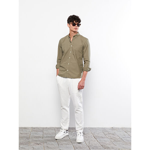 LCW CASUAL Slim Fit Uzun Kollu Poplin Erkek Gömlek