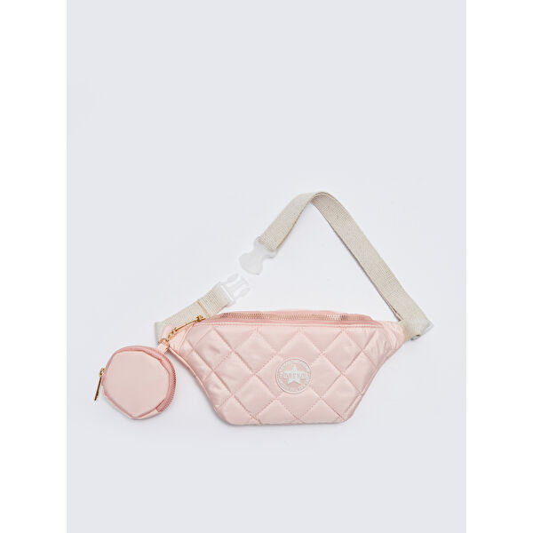 Etiket Baskılı Kapitoneli Kız Çocuk Bel Çantası Ve Bozuk Para Cüzdanı Etiket Baskılı Kapitoneli Kız Çocuk Bel Çantası Ve Bozuk Para Cüzdanı