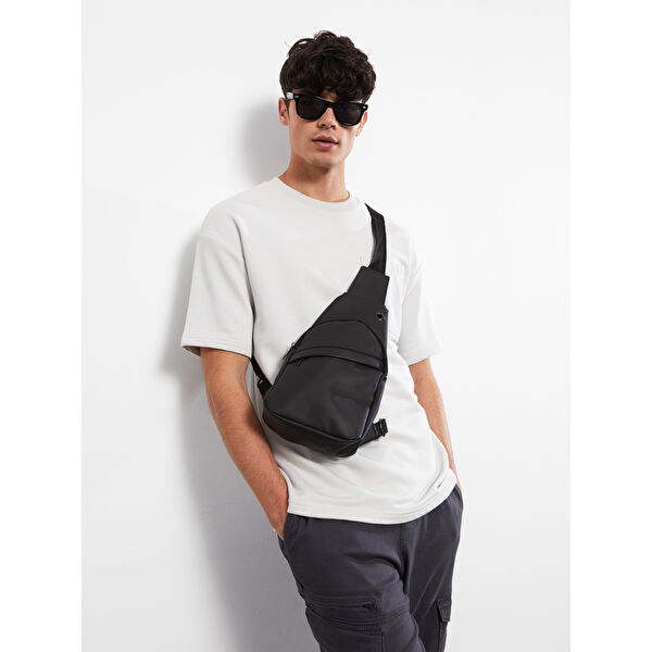 Düz Deri Görünümlü Erkek Sırt Ve Göğüs Çantası Düz Deri Görünümlü Erkek Sırt Ve Göğüs Çantası