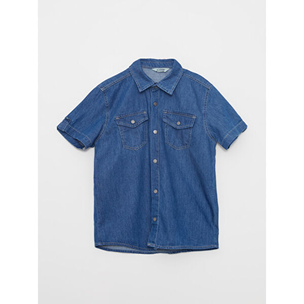 Basic Kısa Kollu Erkek Çocuk Jean Gömlek