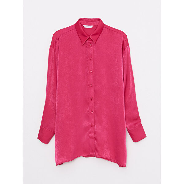 LCW CLASSIC Önden Düğme Kapamalı Düz Uzun Kollu Saten Kadın Gömlek