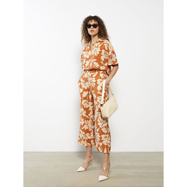 LCW VISION Beli Lastikli Desenli Kadın Capri