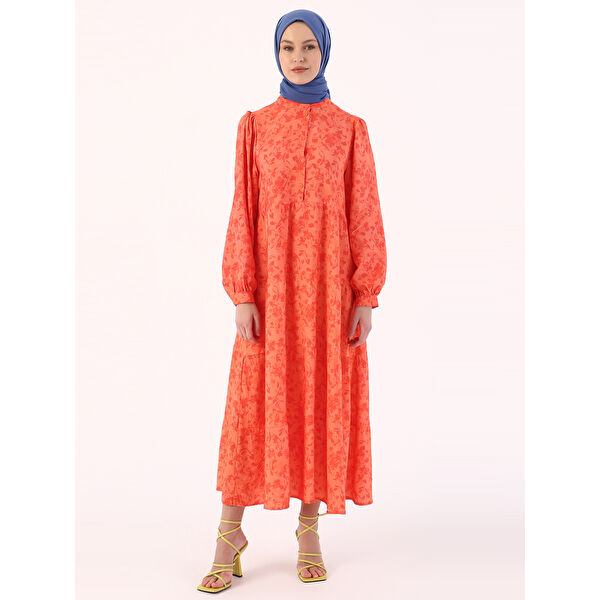 Allday Hakim Yaka Çiçekli Uzun Kollu Viskon Kadın Elbise Allday Hakim Yaka Çiçekli Uzun Kollu Viskon Kadın Elbise