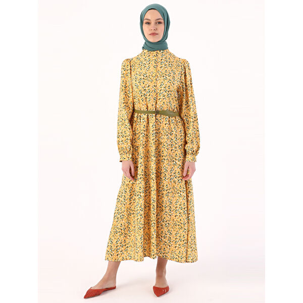 Allday Hakim Yaka Çiçekli Uzun Kollu Viskon Kadın Elbise Allday Hakim Yaka Çiçekli Uzun Kollu Viskon Kadın Elbise