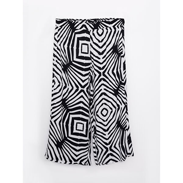 LCW CLASSIC Beli Lastikli Rahat Kalıp Desenli Viskon Kadın Pantolon