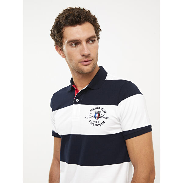 Polo Yaka Kısa Kollu Çizgili Erkek Tişört