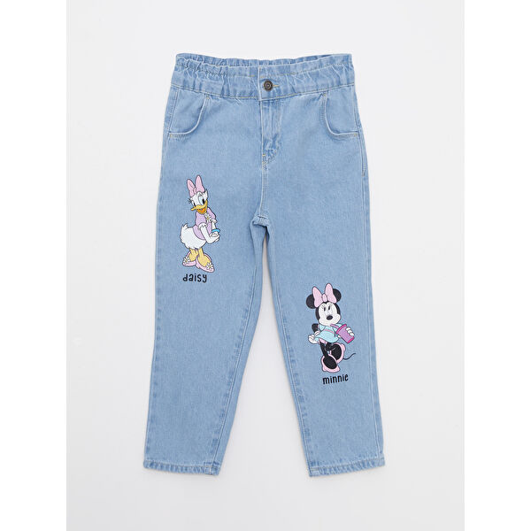 Beli Lastikli Minnie Mouse ve Daisy Duck Baskılı Kız Çocuk Jean Capri Beli Lastikli Minnie Mouse ve Daisy Duck Baskılı Kız Çocuk Jean Capri