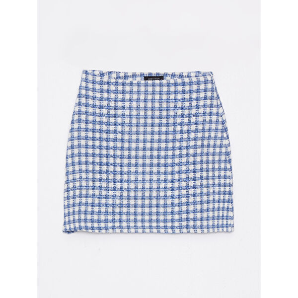 LCW VISION Beli Fermuarlı Ekose Kadın Mini Etek