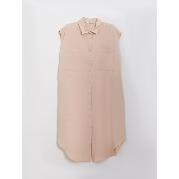 Gömlek Yaka Düz Kolsuz Kadın Elbise