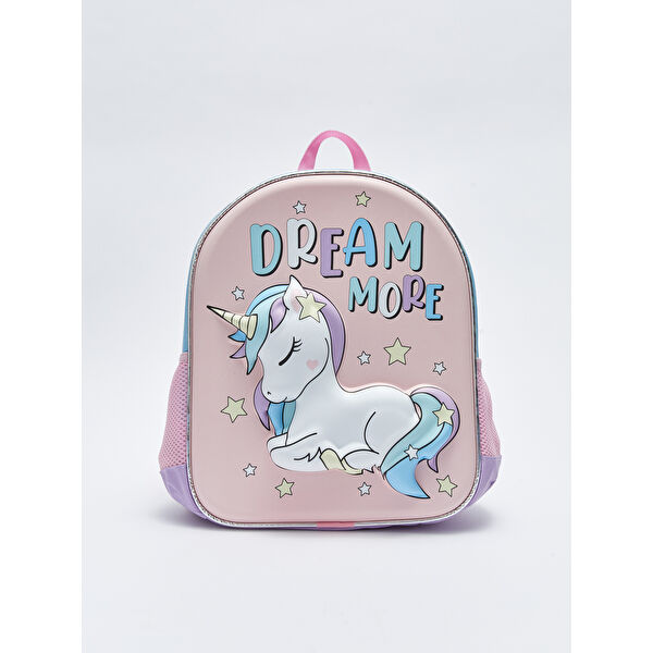 Deri Görünümlü Baskılı Kız Çocuk Sırt Çantası