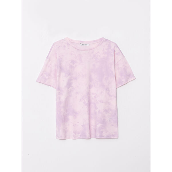 LCW CASUAL Bisiklet Yaka Batik Kısa Kollu Pamuklu Kadın Tişört