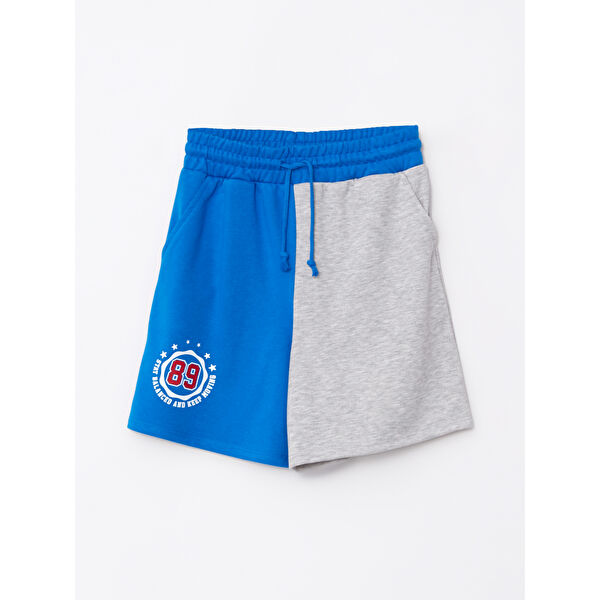 Beli Lastikli Rahat Kalıp Baskılı Kadın Şort