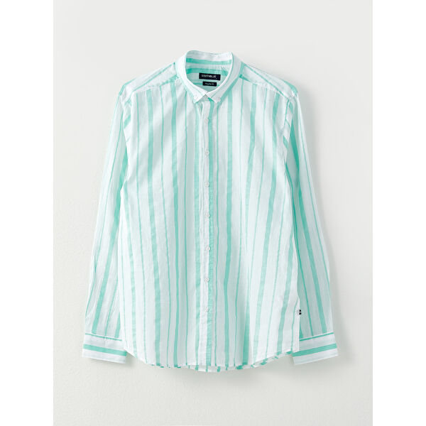 Regular Fit Uzun Kollu Çizgili Erkek Gömlek