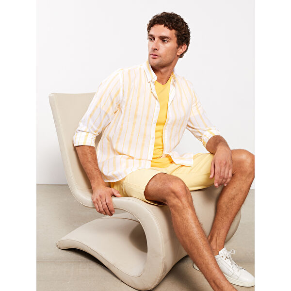 Regular Fit Uzun Kollu Çizgili Erkek Gömlek