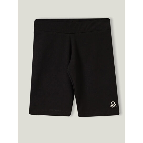 Benetton Beli Lastikli Nakış Detaylı Pamuklu Kız Çocuk Kısa Tayt