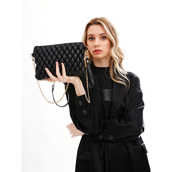 Madamra Puf Nakışlı Zincir Askılı Kadın Portföy Çanta