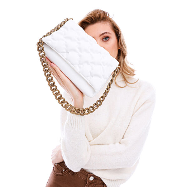 Madamra Puf Nakışlı Zincir Askılı Kadın Omuz Çantası