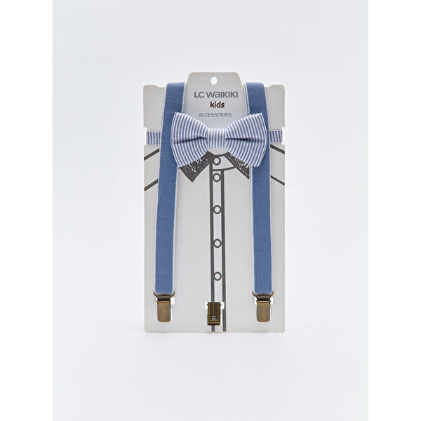 Çizgili Erkek Çocuk Papyon Ve Pantolon Askısı