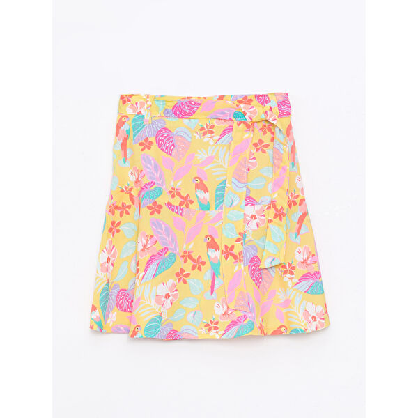 Beli Lastikli Desenli Poplin Kız Çocuk Etek