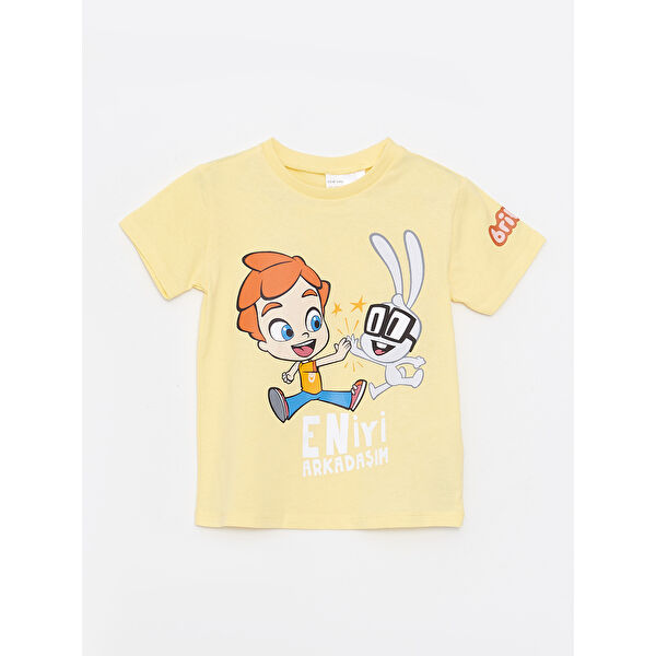 Bisiklet Yaka Kısa Kollu Briko Baskılı  Pamuklu Erkek Bebek Tişört