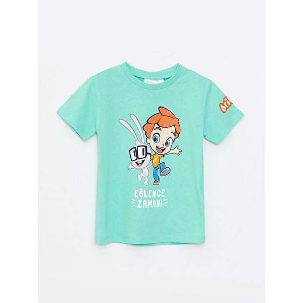 Bisiklet Yaka Kısa Kollu Briko Baskılı  Pamuklu Erkek Bebek Tişört