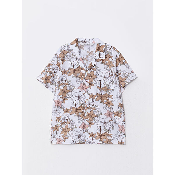 Desenli Kısa Kollu Gabardin Erkek Çocuk Gömlek