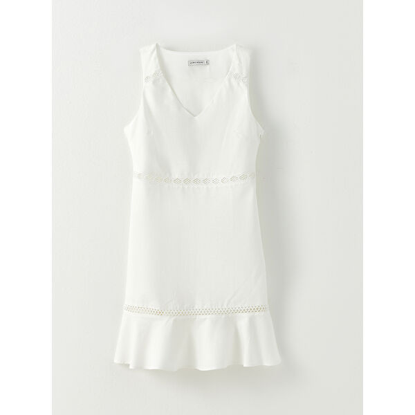 LCW CASUAL V Yaka Nakışlı Kolsuz Kadın Elbise