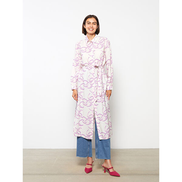 MODEST Gömlek Yaka Desenli Uzun Kollu Kadın Tunik