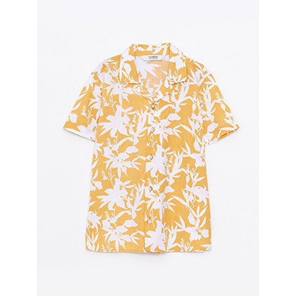 Desenli Gabardin Kısa Kollu Erkek Çocuk Gömlek