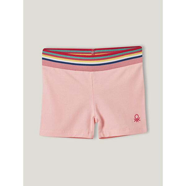 Benetton Beli Lastikli Nakış Detaylı Pamuklu Kız Çocuk Kısa Tayt