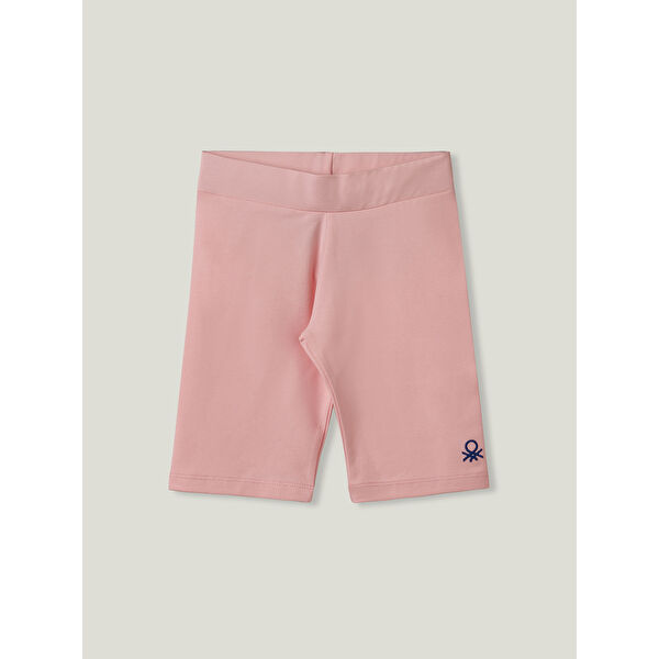 Benetton Beli Lastikli Nakış Detaylı Pamuklu Kız Çocuk Kısa Tayt